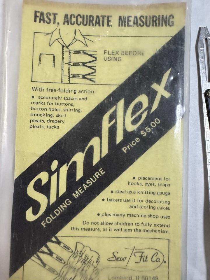 Simflex expandable Sewing Gauge Ruler Buttonhole/pleat Spacer Measuring ...