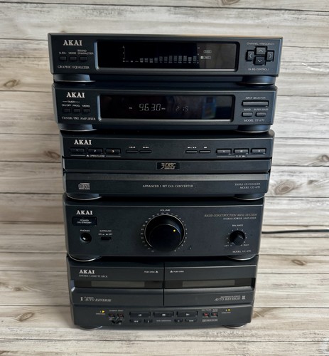 AKAI Vintage Mini Stereo Component System Amplifier 3 Disc CD Equalizer ...