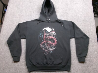 Marvel Venom Hoodie Mens Large Black Spiderman Villan Graphic Pullover ...