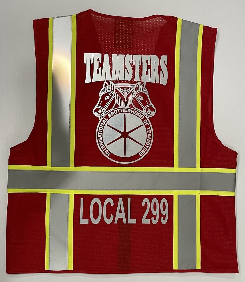 🚧 TEAMSTERS UNION BLACK REFLECTIVE SAFETY VEST 🚧 👉🏼 ADD YOUR LOCAL # 4 ...