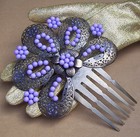Hair comb peineta Spanish mantilla style mauve beads hair accessory | eBay