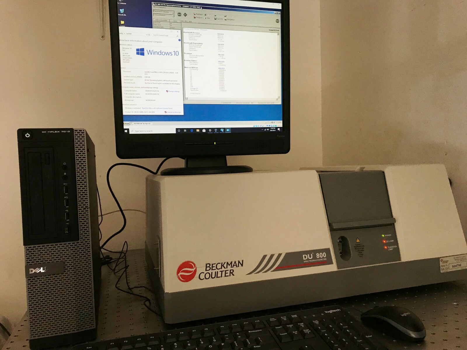 Beckman Coulter DU 800 UV/VIS Spectrophotometer on Windows 10 Pro ...