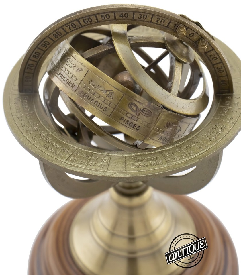 Brass Compass Engraved Armillary Sphere Globe Nautical Antique Home ...