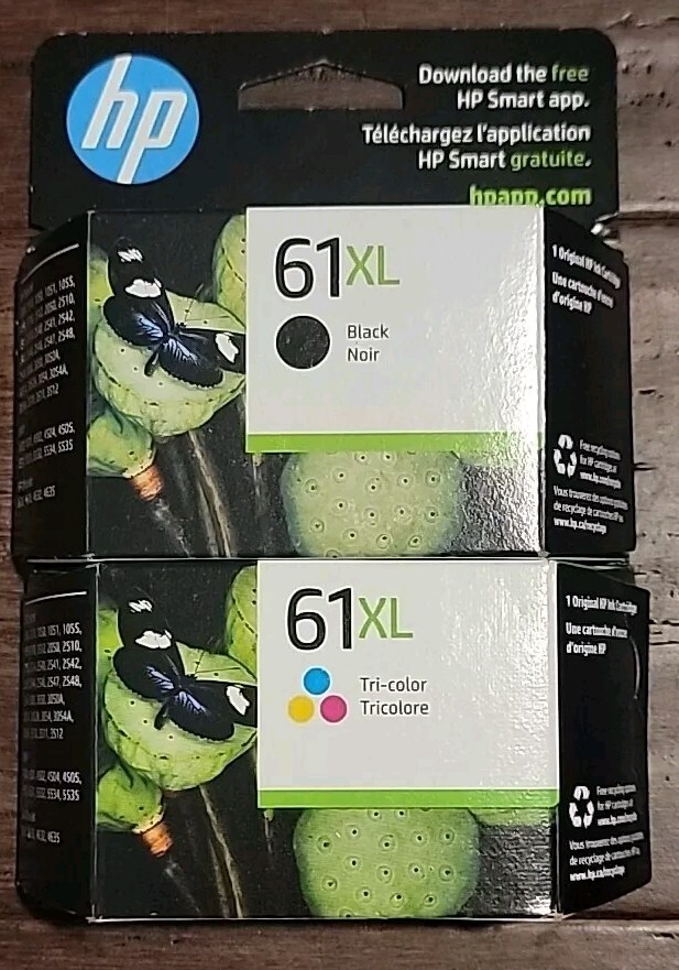 Lot of 2 HP Ink - HP 61XL Color CH564WN - HP 61XL Black CH563WN ...