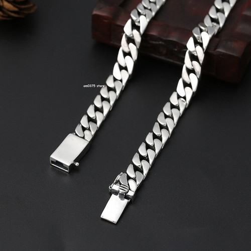 Real S925 Sterling Silver Necklace Women Men 8mm Curb Link Chain 22 ...