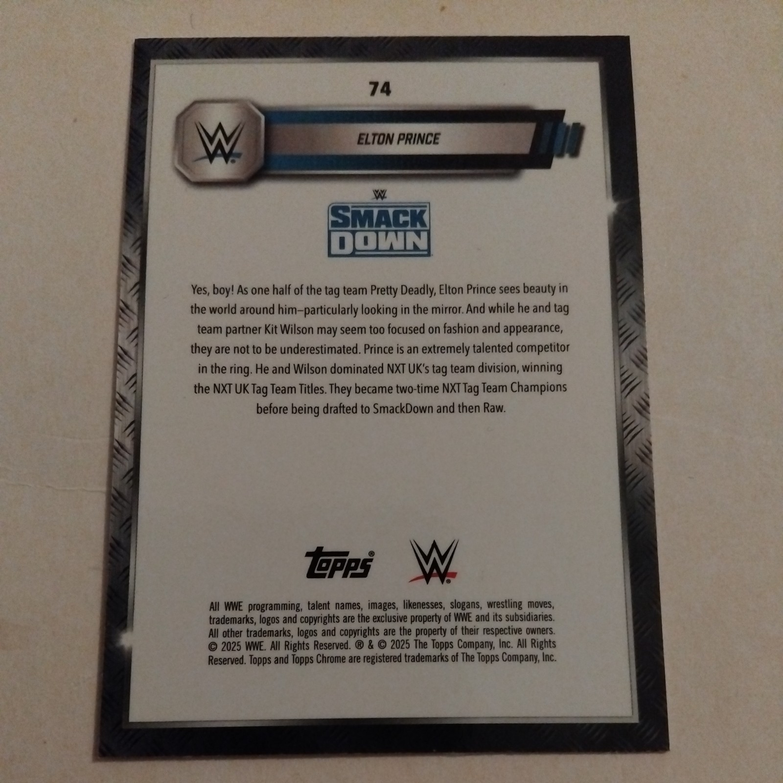 2025 Topps Chrome Wwe Sapphire Edition - Elton Prince #74 for sale ...