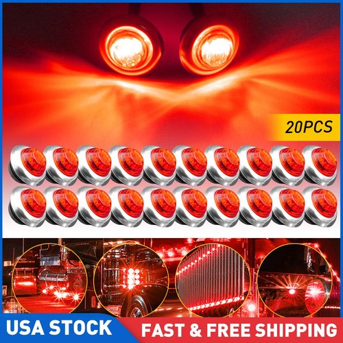 20PCS Round Bullet 3/4" LED Smoked Side Marker Lights For Truck Trailer ...