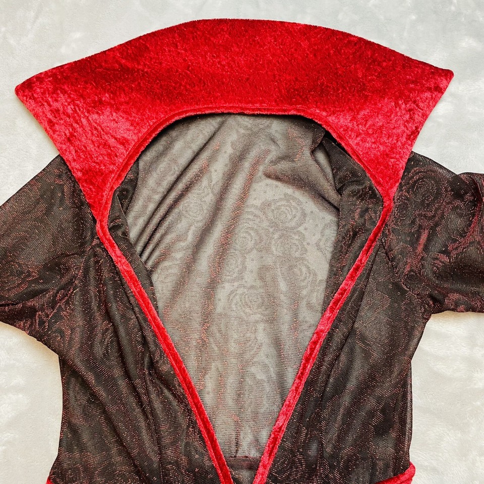 Sexy Witch Vampire Robe Womens S/M Black Red Angel Sleeve Halloween ...