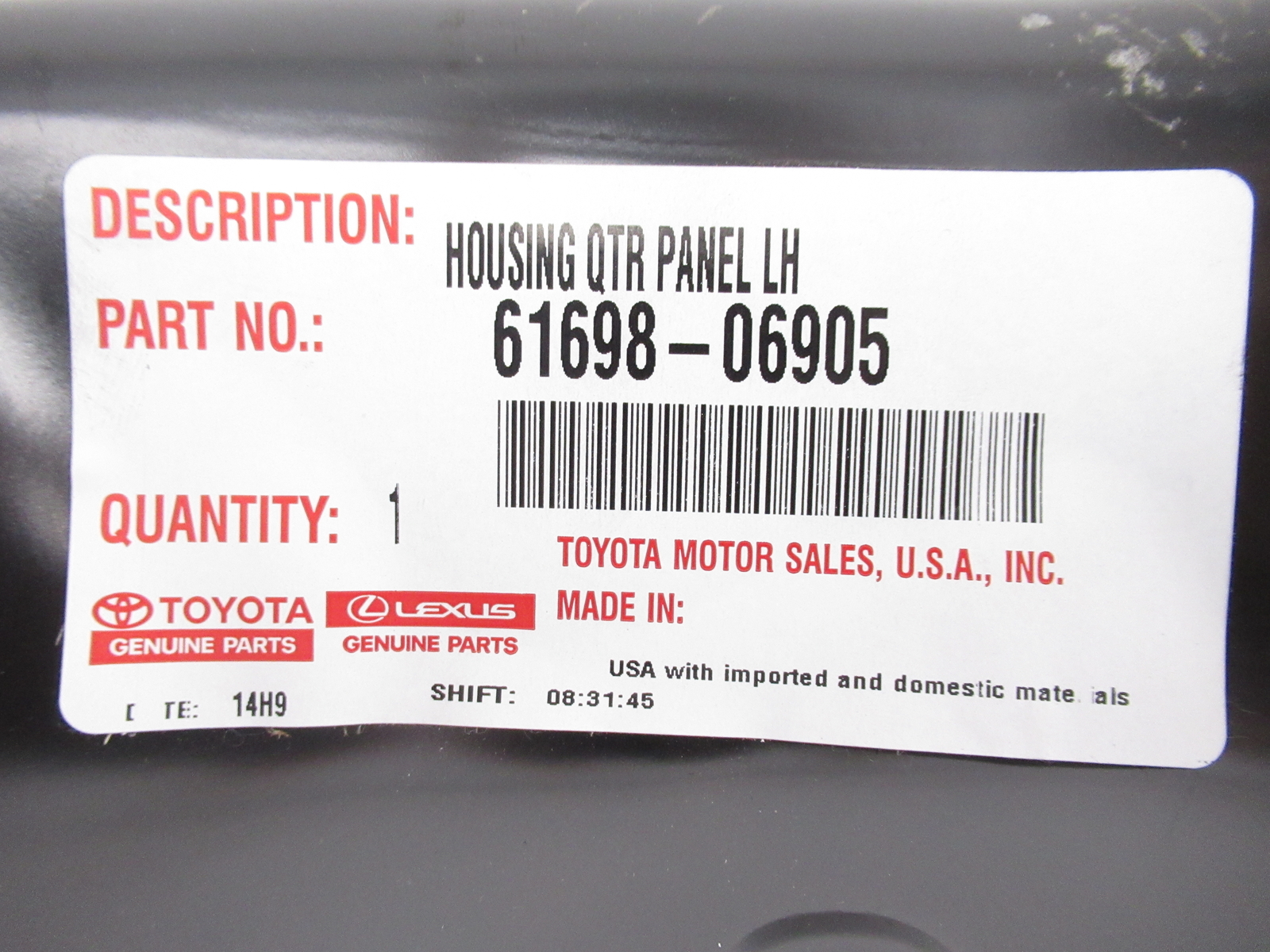 Genuine OEM Toyota 61698-06905 Tail Lamp Pocket Quarter Pan Housing 15 ...