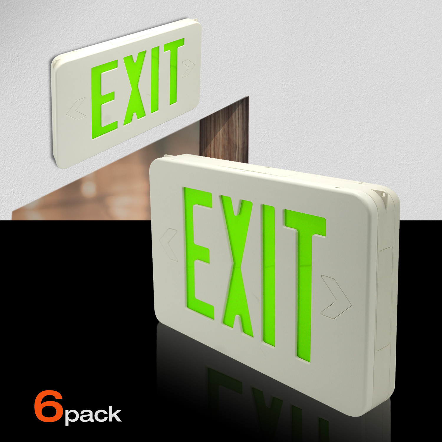 Dual Circuit LED Emergency EXIT Panel EXIT Sign / A.C. Only / GREEN NEW ...