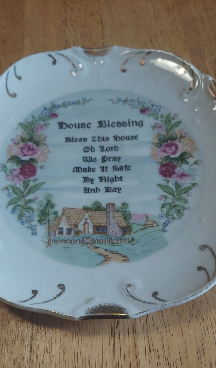 Gold Trim Decorative Plate w/ Hangar: House Blessings, Bless This House ...