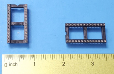 (4PCs) IC SOCKET, 828-AG11D, AUGAT, 28 PINs, MACHINE SCREW, GOLD ON ...
