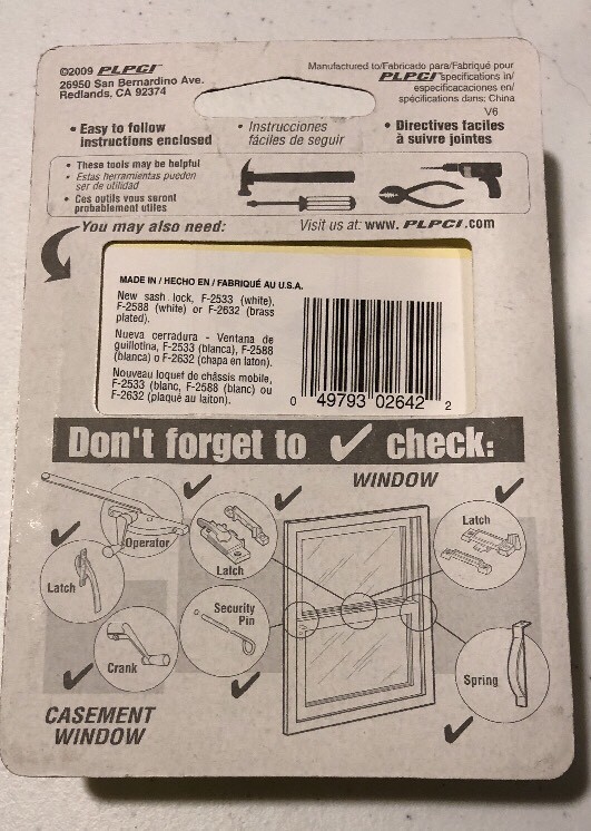 New - Prime-Line Products F 2642 Spring Loaded Sliding Window Tilt ...