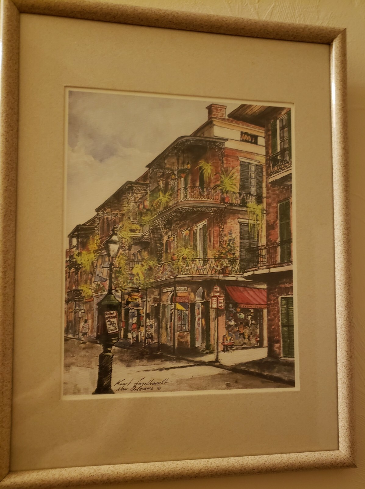 KNUT KEN ENGELHARDT PRINT OF ROYAL STREET NEW ORLEANS ON WATERCOLOR ...