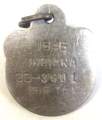 1945 INDIANA diecut dog license tax collar tag attachment ^ | eBay