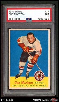 1957 Topps #25 Gus Mortson Blackhawks PSA 7 - NM | eBay