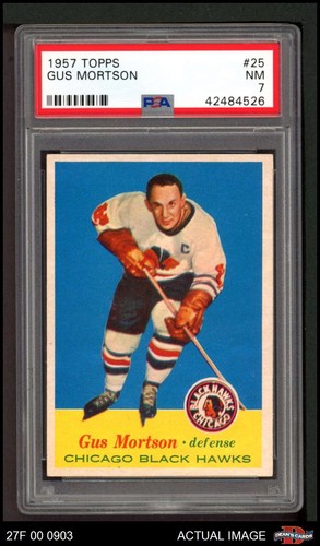 1957 Topps #25 Gus Mortson Blackhawks PSA 7 - NM | eBay