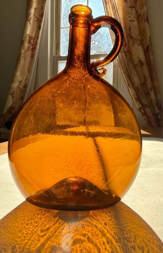 Awesome Amber Applied Handled Open Pontiled Chestnut Flask probably New ...