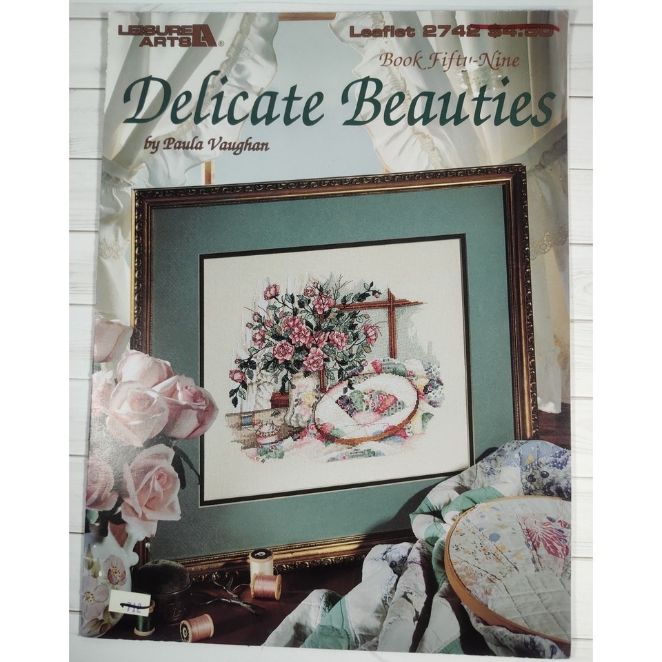 Leisure Arts Delicate Beauties Cross Stitch Pattern Flowers, Floral ...