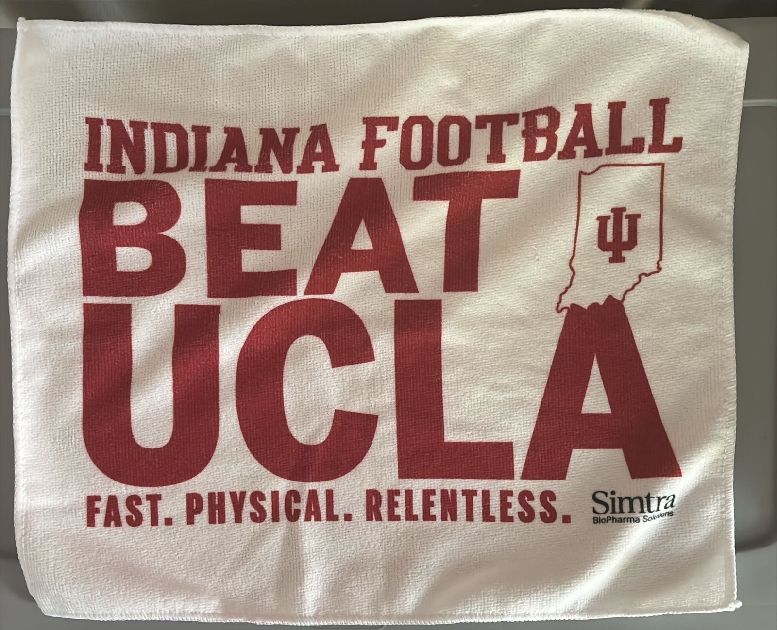 Indiana University IU Football Rally Towel vs UCLA 10/25/25 IU Won 56-6 ...