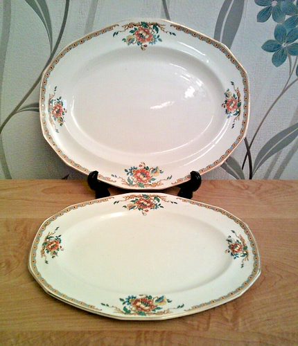 ALFRED MEAKIN - Pair Serving Plates - Floral Pattern - Set of 2 Dishes ...