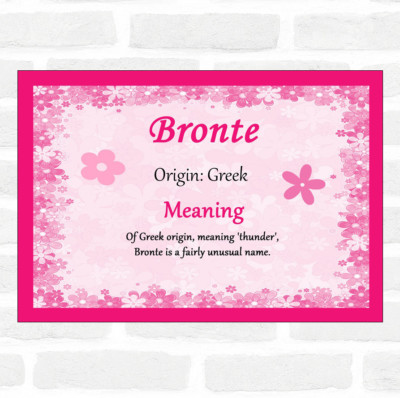 Bronte Name Meaning Pink Certificate | eBay UK