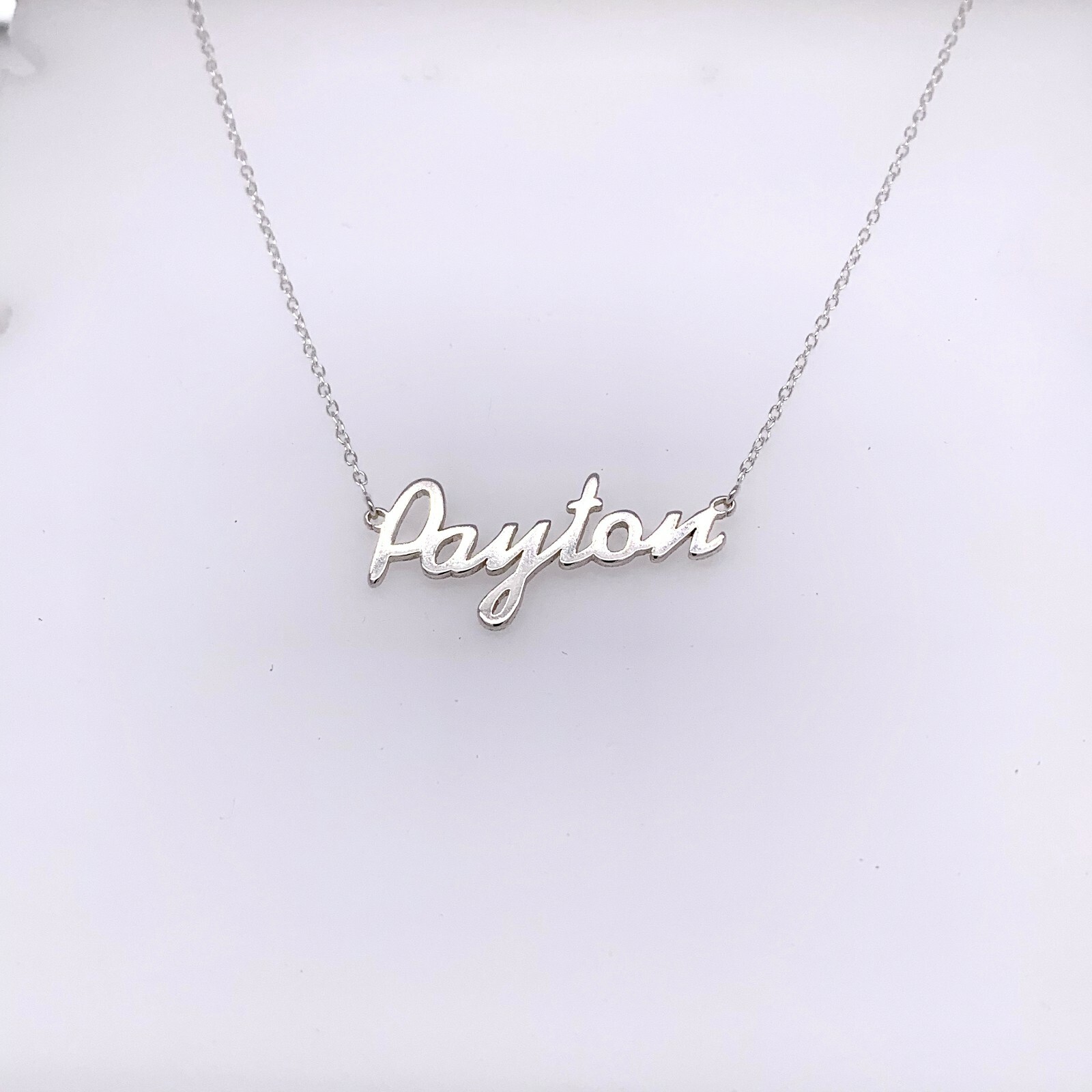 Payton Name Plate Necklace Pendent Sterling Silver female Personalized ...