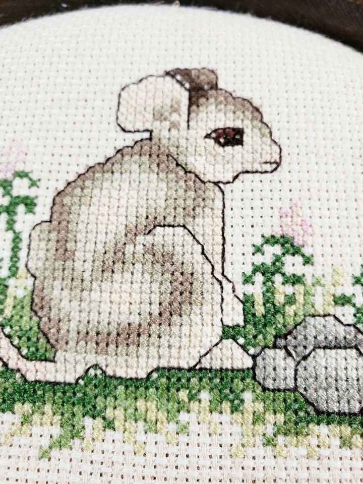 Vtg Cross Stitch of Mice Set of 2 Wood Frames Animal Rustic Farmhouse ...