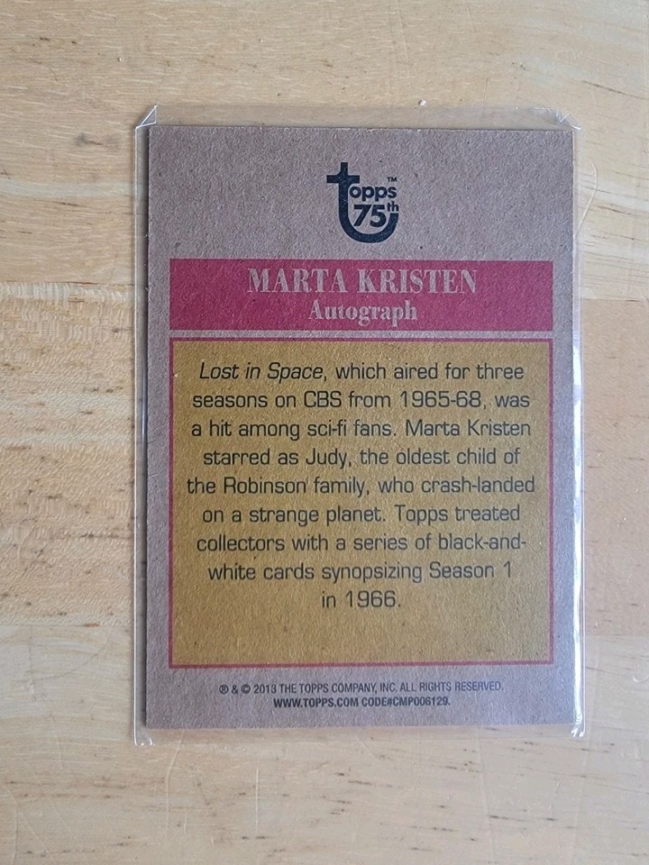 2013 TOPPS 75TH MARTA KRISTEN LOST IN SPACE AUTHENTIC AUTOGRAPH CARD | eBay