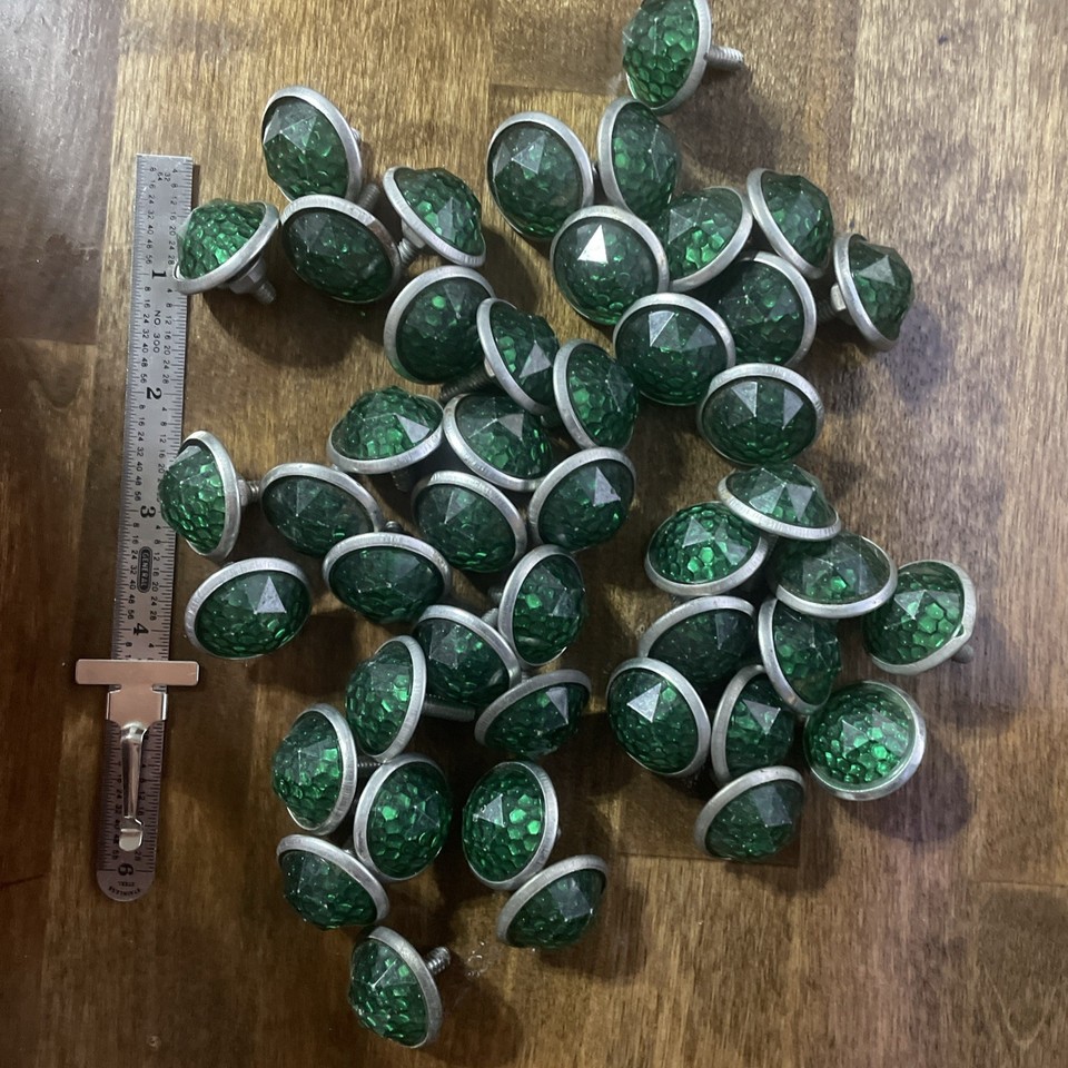 1” Pair Vintage Glass License Plate Jewel Reflector Green | eBay