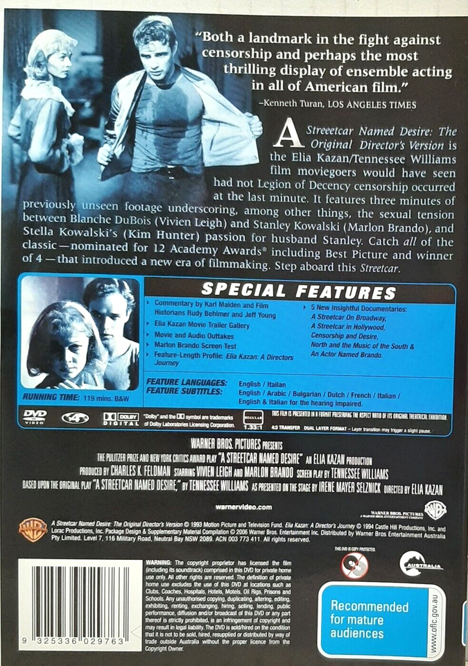 A STREETCAR NAMED DESIRE - Marlon Brando, Vivien Leigh, Kim Hunter - 2 ...