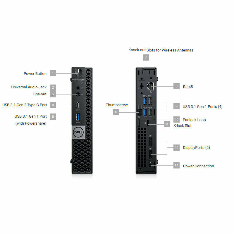 Dell OptiPlex 7070 Micro PC Core i7-9700T 32gb DDR4 512gb Nvme SSD W11 ...