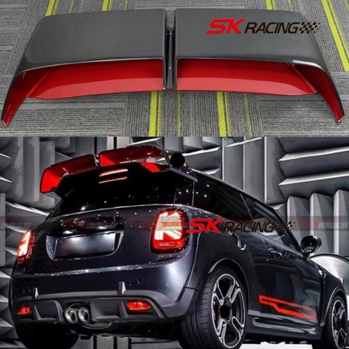FITS Mini Cooper F55 F56 Real Carbon Fiber+Red Colour Rear Spoiler Roof ...