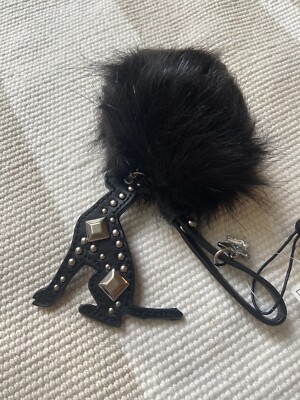 NWT Kendal And Kylie Black Fuzzy Dog Keychain Purse Charm Accessory ...