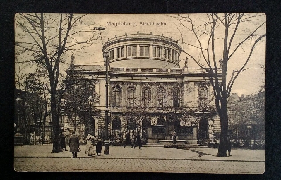 Postcard Magdeburg Germany Early 1900s Rare Stadl Theater Street ...