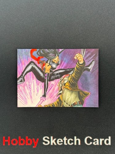 Super Color Studio Marvel Psylocke & Wolverine Sketch Card by Galaxy 1/ ...