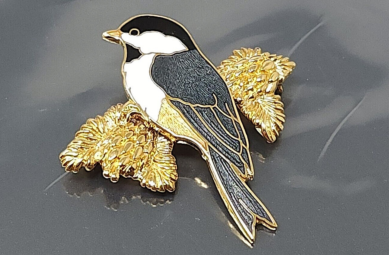 Vintage Bird Multicolor Enamel Gold tone Brooch - Gem