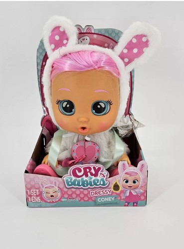 Cry Babies Dressy Coney - 12" Baby Doll | Pink Dress, Bunny Themed ...