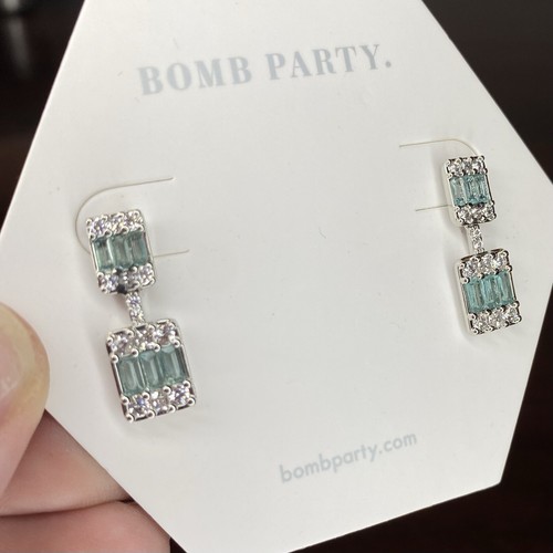 Bomb Party Earrings- 03- 3473- Lab Created Pariba Topaz- Rhodium ...