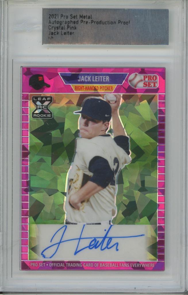 2021 Leaf Pro Set Metal Draft Proof Crystal Pink Jack Leiter 1/1 Auto ...
