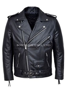 Mens Perfecto Jacket Black Genuine Cowhide Leather Brando Bikers ...