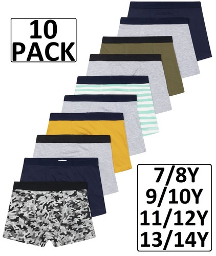 Boys 10 Pack Boxer Short Trunks 7 8 9 10 11 12 13 14 Years MultiPack ...