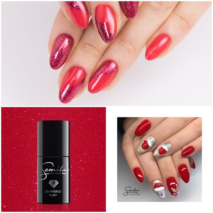 UV Hybrid Nail Polish Semilac Hottie Collection Red Gel Hybrid Polish ...