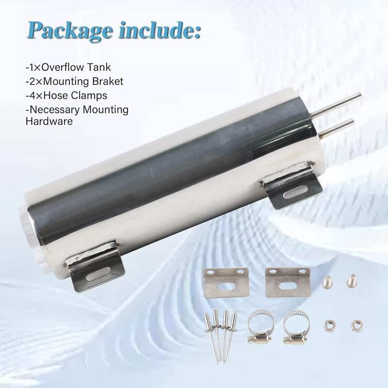 3"x9" Polished Stainless Steel Radiator Coolant Overflow Catch Puke ...