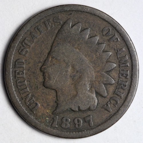 1897 1 In The Neck ERROR BLUNDERED DIE Indian Head Cent Penny VG E339 ...