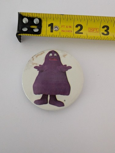 Vintage Button Pin Pinback McDonalds Grimace Purple Mascot Very Rare | eBay