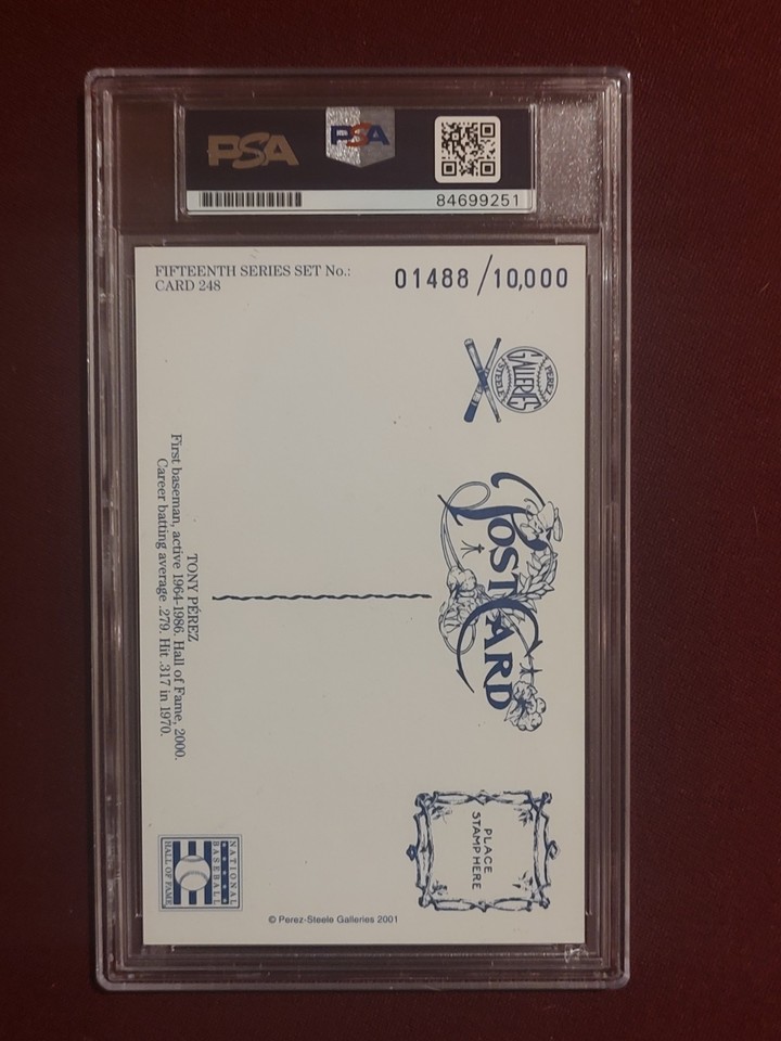 Tony Perez Signed Perez Steele Post Card PSA DNA Authentic Auto GEM ...