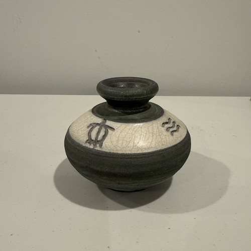 Raku Pottery Petroglyph Vase Hawaii Maui Signed Christopher Matti | eBay