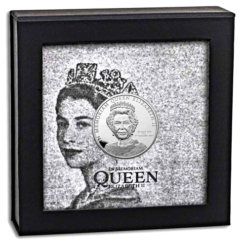 2022 Cook Islands $5 QUEEN ELIZABETH II IN MEMORIAM 1 Oz Silver Proof ...