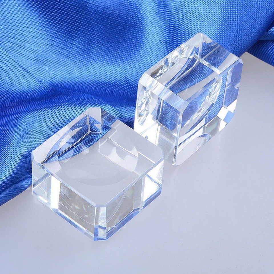 Clear Glass Square Dimple Block Stand for Crystal Ball Unique Display ...